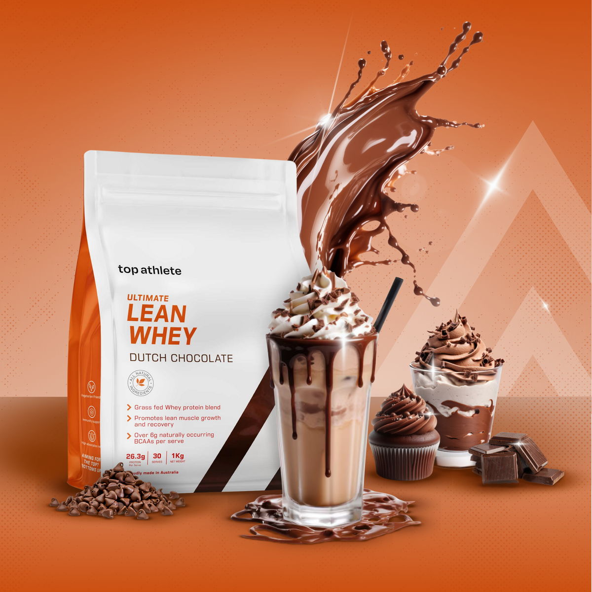 Lean Whey Protein Dutch Chocolate | Top Athlete Grass Fed Whey Protein ...